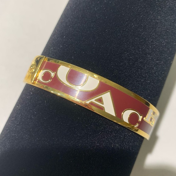 Coach | Accessories | Coach Logo Bangle Bracelet Chocolate Brown White ...